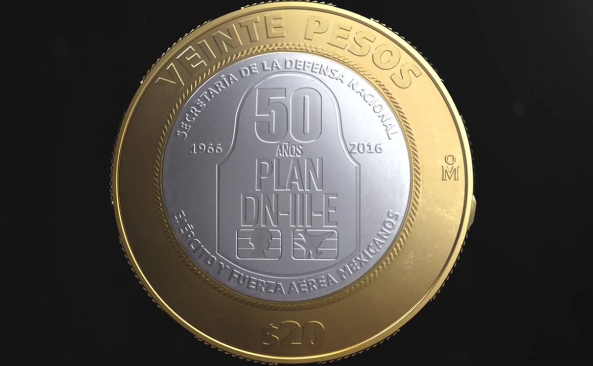 La moneda conmemorativa del Plan DN-III-E de 20 pesos que se vende por ...