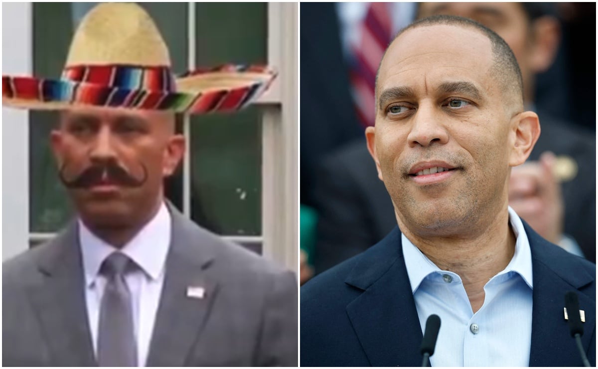 Trump usa IA para burlarse de Jeffries con sombrero y bigote mexicano ...